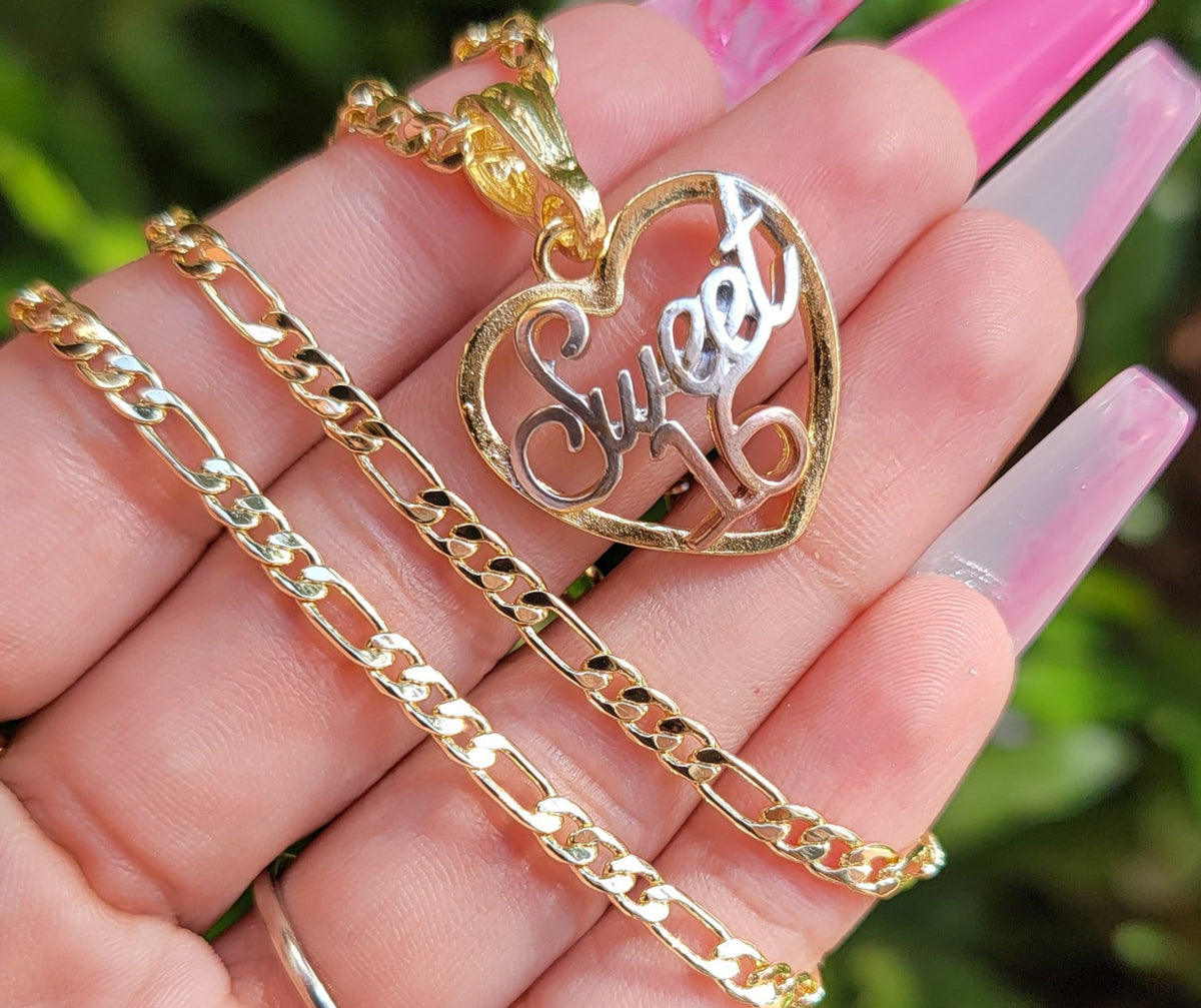 "My Sweet 16" 14K Gold Plated Sweet 16 Necklace – The Pretty Rag